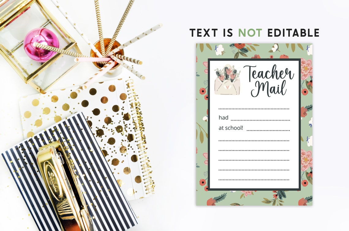 Printable Notes From Teacher Cards Spring Floral Teacher | Etsy