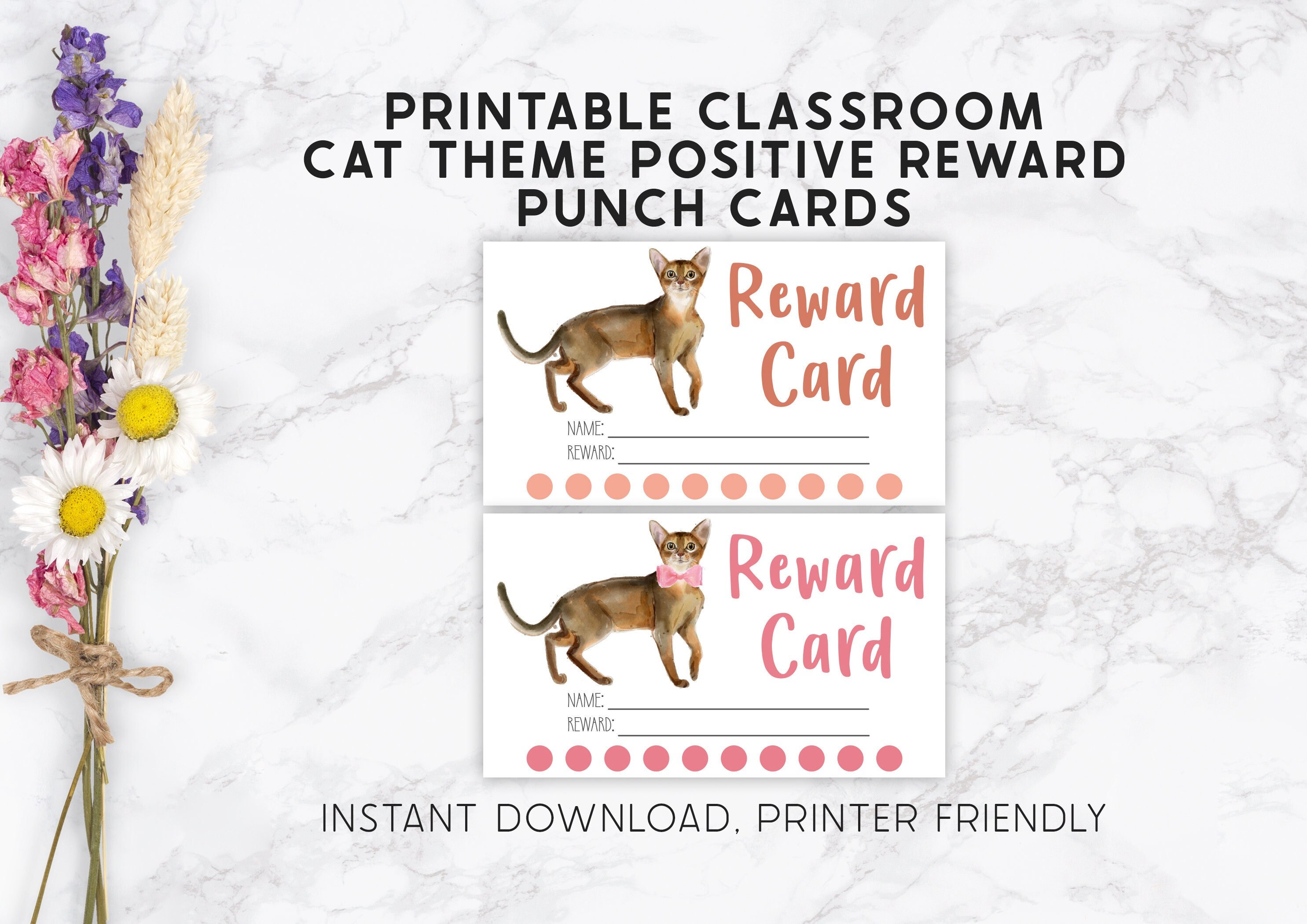 Printable Cat Classroom Reward Punch Cards Set of 2 Incentive - Etsy Canada