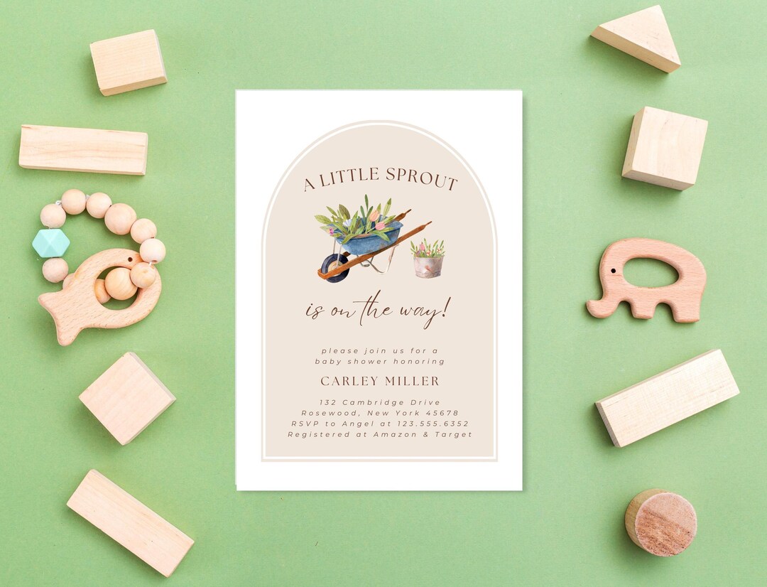 Gender Neutral Little Sprout Baby Shower Invitation, Farmer's Market ...