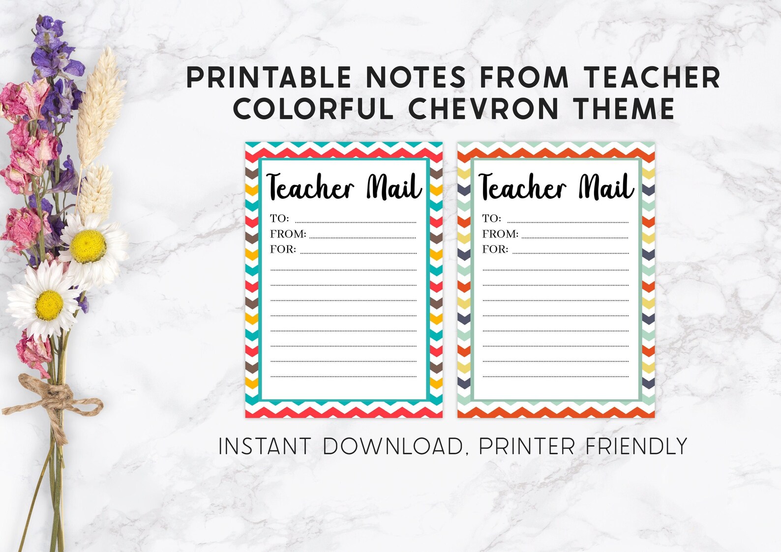 Printable Notes From Teacher Cards Chevron Reward Cards - Etsy
