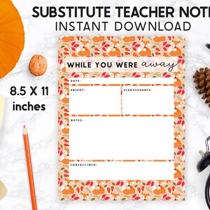Printable Substitute Teacher Note While You Were Away Note - Etsy
