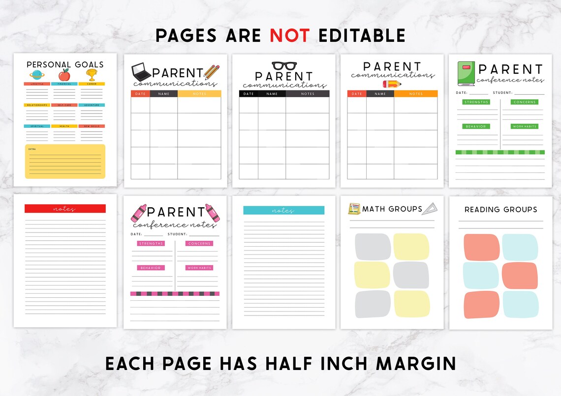 Printable Teacher Planner School Theme Ultimate Teacher - Etsy