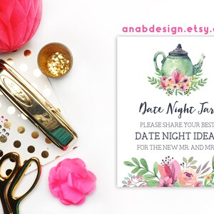 Printable Date Night Ideas Sign Bridal Shower Date Night Jar | Etsy