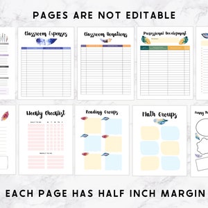 Printable Teacher Planner, Boho Feather Ultimate Teacher Binder, Back ...
