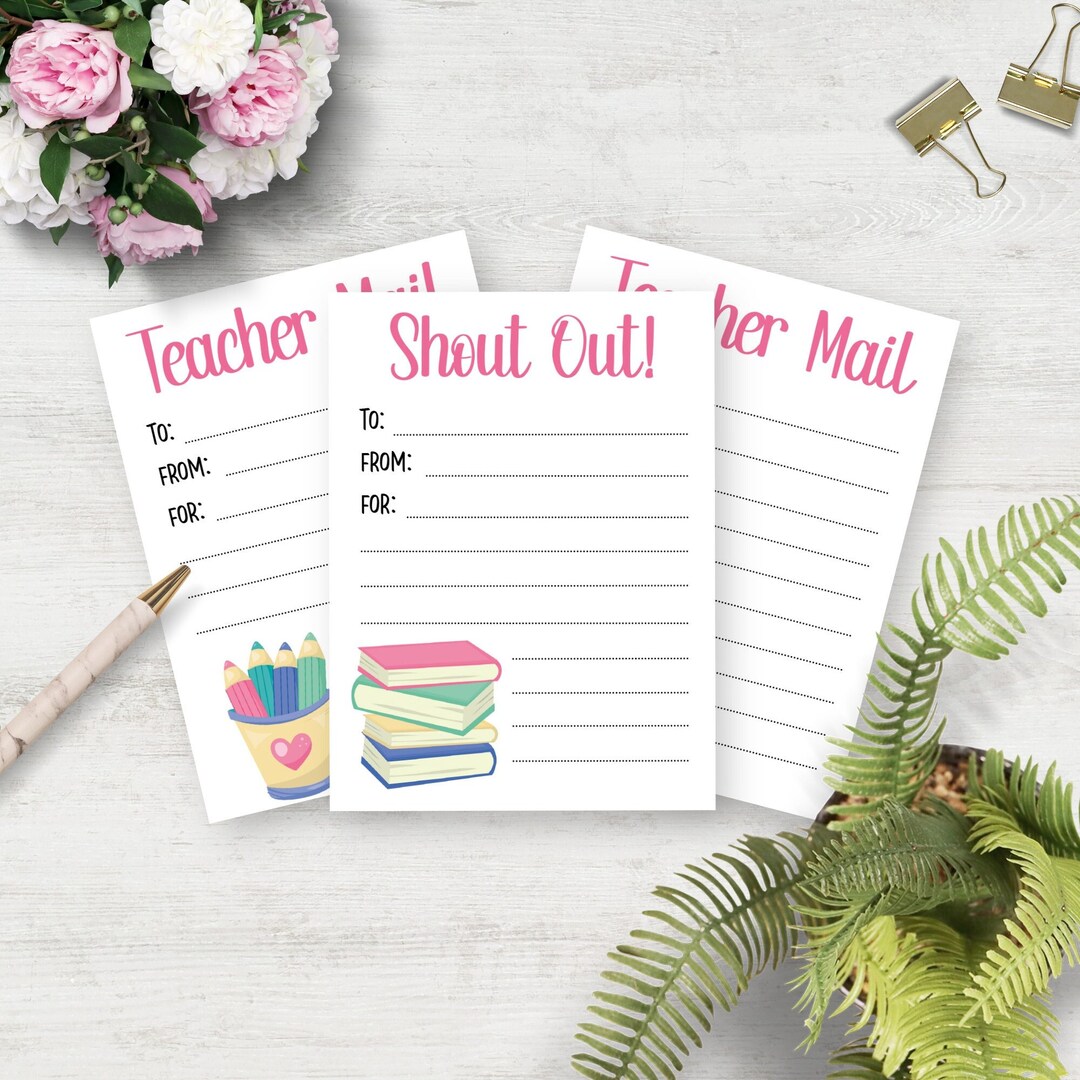 Printable Notes From Teacher Cards, School Supply Reward Cards, Teacher ...