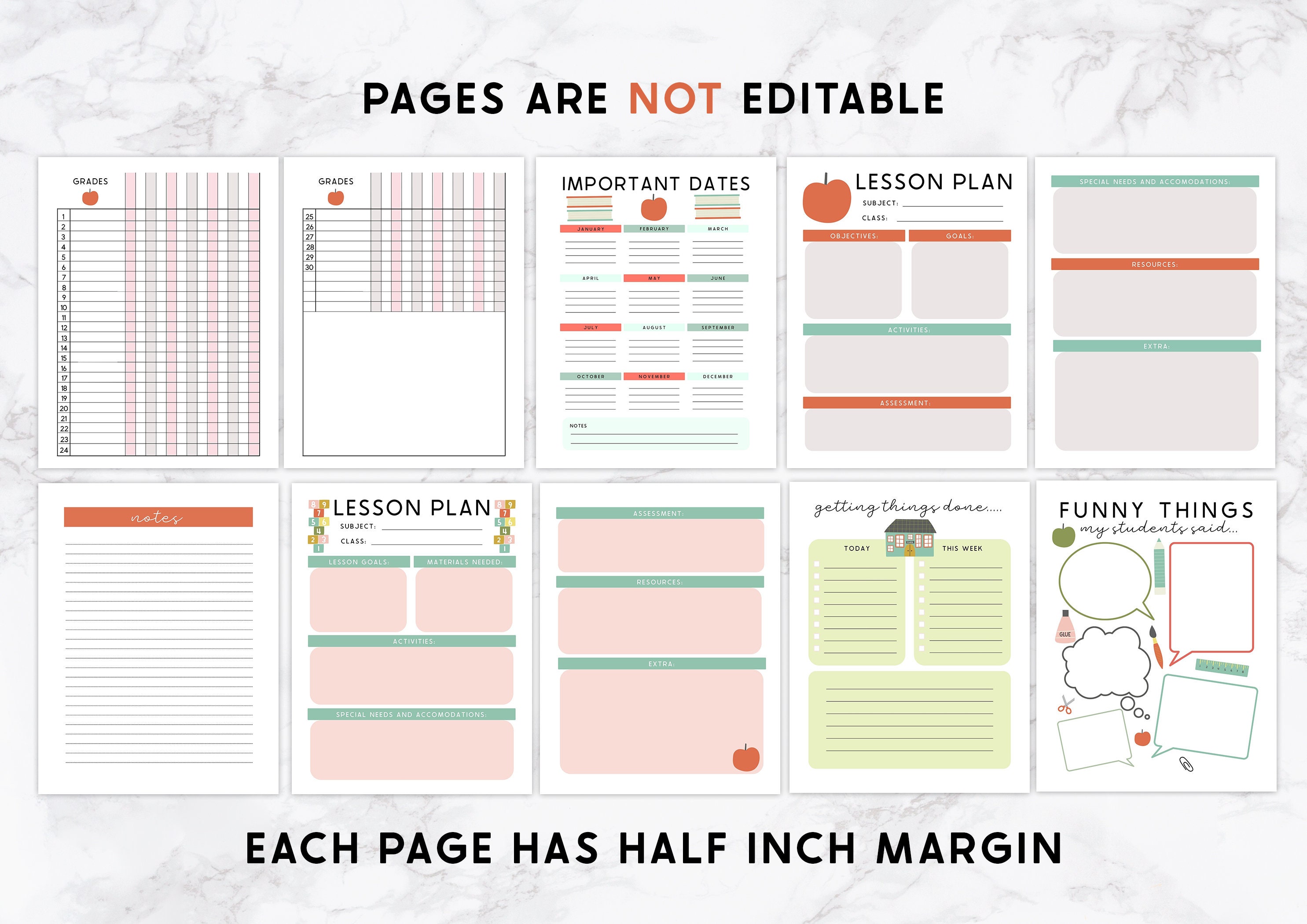 Printable Teacher Planner School Theme Ultimate Teacher - Etsy Canada