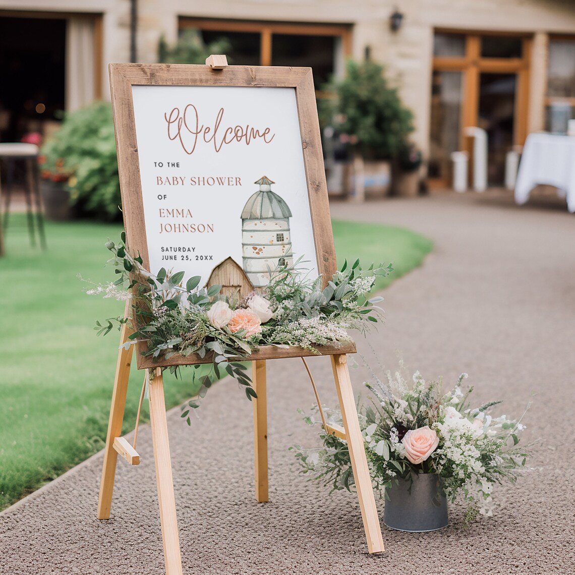 Baby Shower Welcome Sign, Editable Farm Silo Welcome Poster, Gender ...