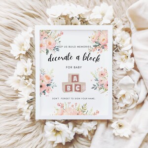 Decorate a Building Block Table Sign, Editable Baby Shower Activity ...