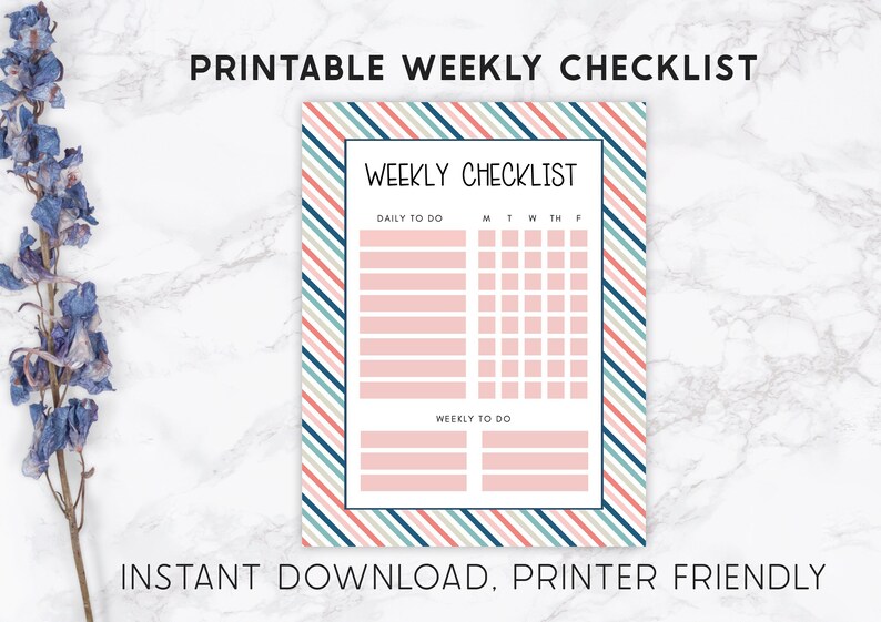 Printable Weekly Checklist Teacher Weekly Planner Student to | Etsy