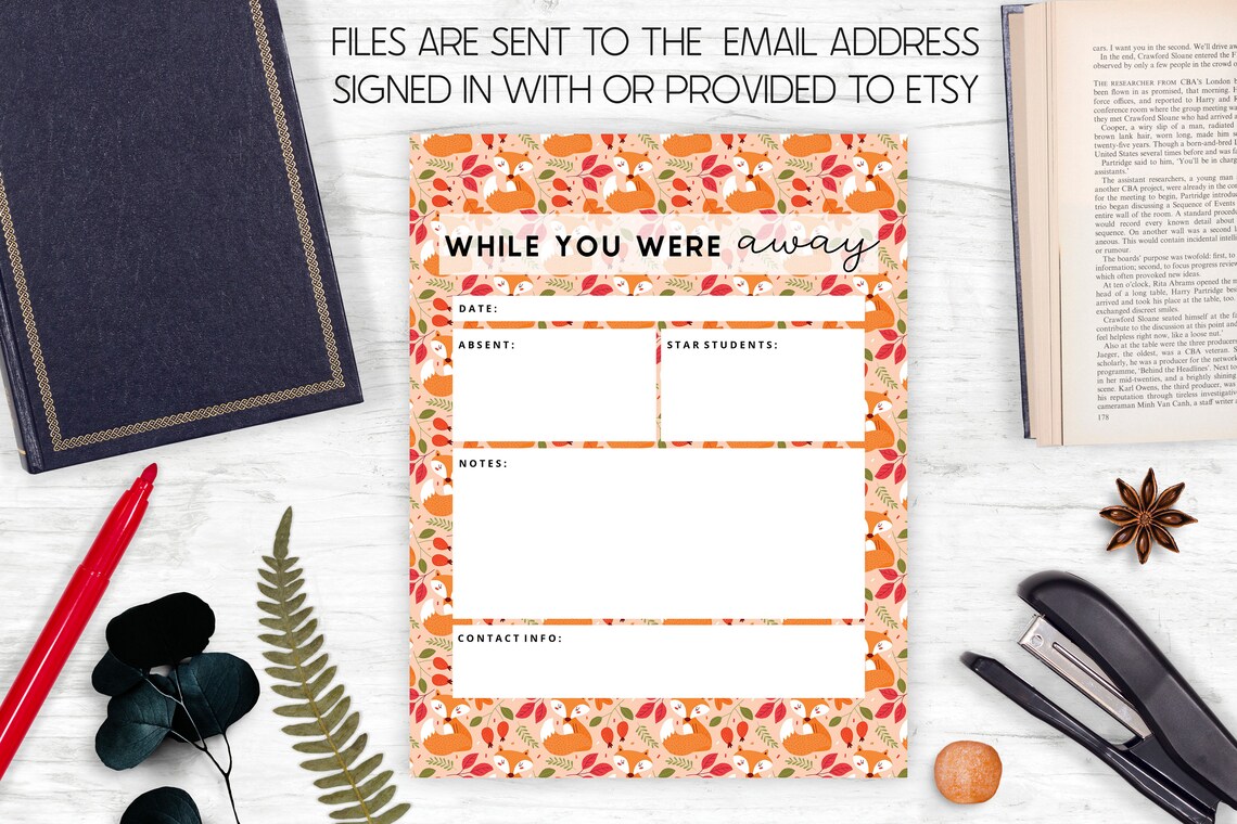 Printable Substitute Teacher Note While You Were Away Note - Etsy