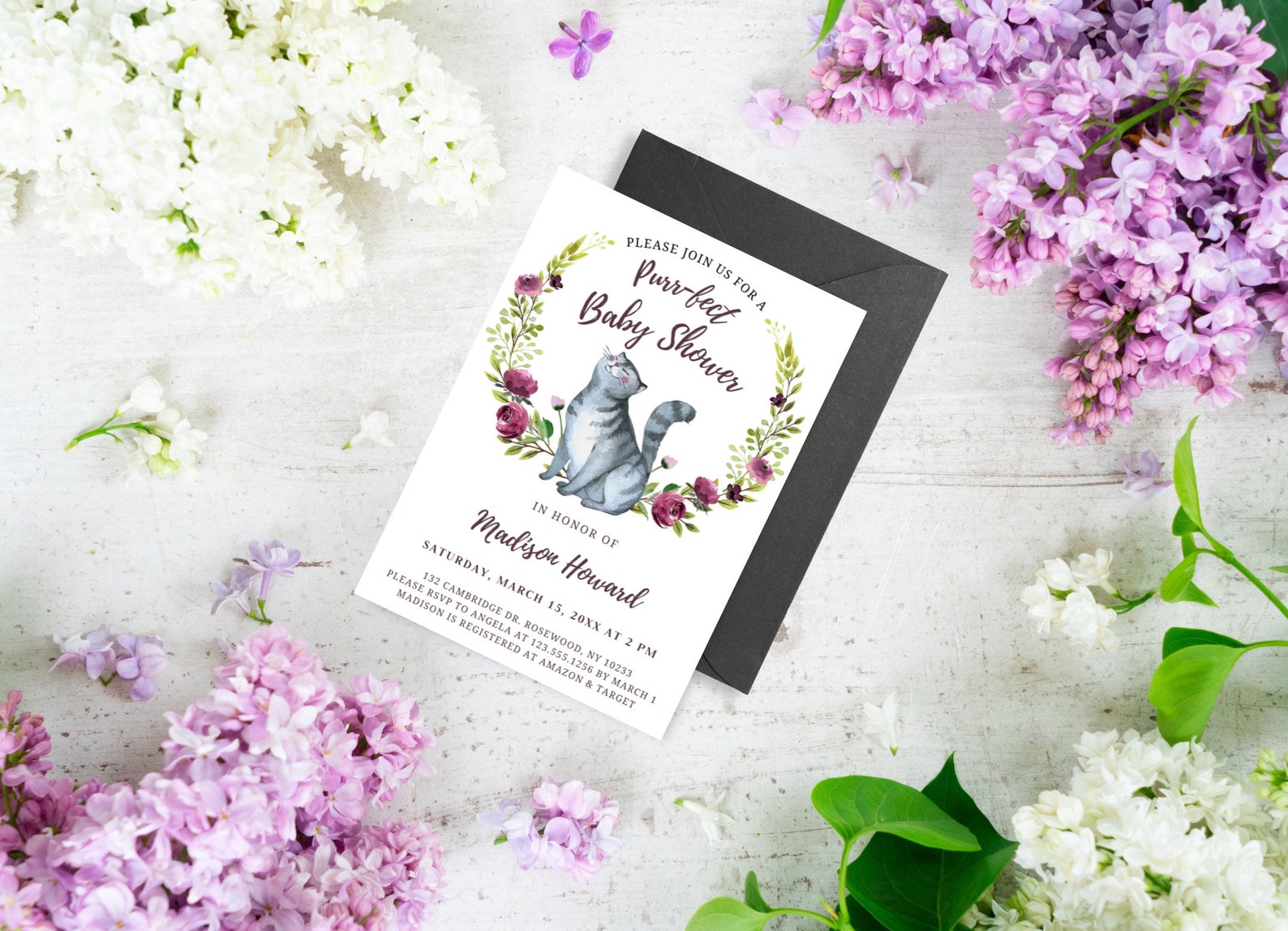 Cat Baby Shower Invitation, Editable Purr-fect Baby Shower Template ...