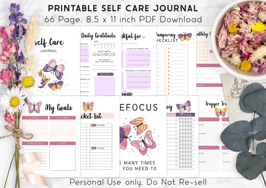 Printable Self Care Journal, Self Care Planner, Wellness Planner ...