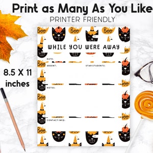 Printable Halloween Substitute Teacher Note, While You Were Away Sub ...