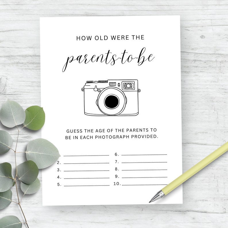Baby Shower How Old Were the Parents to Be Game, Editable Guess Their ...