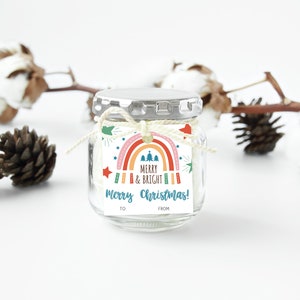 Editable Christmas Gift Tag Printable Holiday Rainbow Favor - Etsy