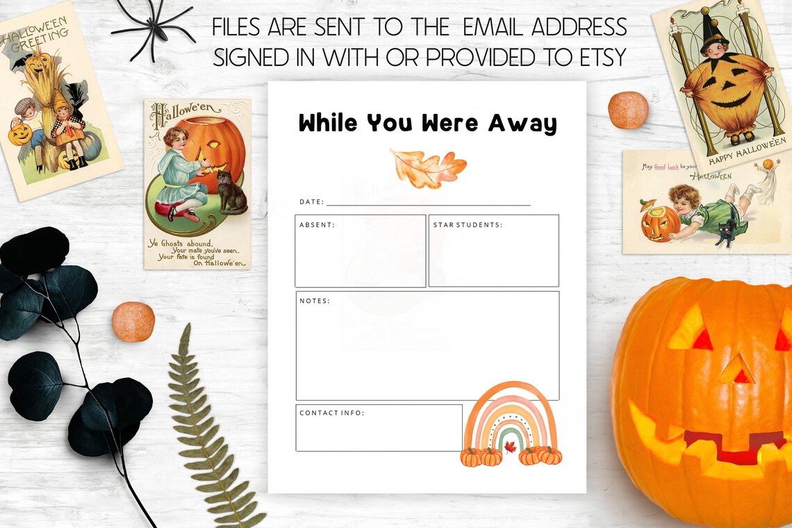 Printable Substitute Teacher Note Fall While You Were Away - Etsy