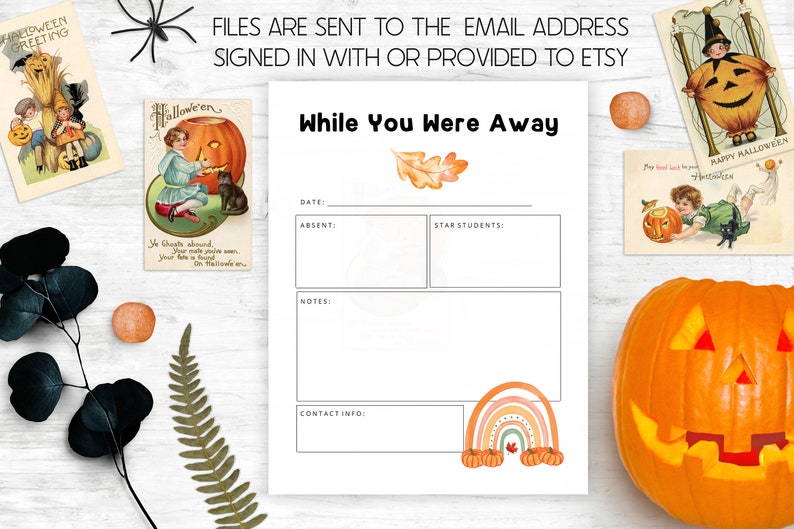 Printable Substitute Teacher Note Fall While You Were Away - Etsy
