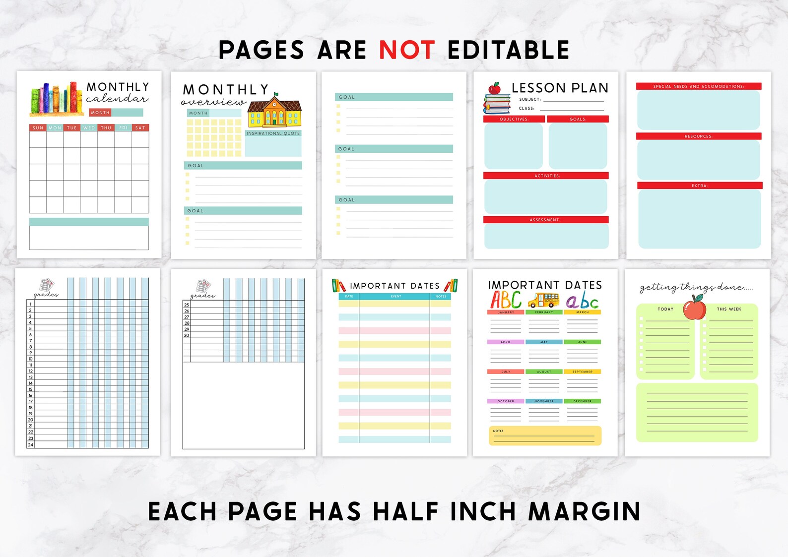 Printable Teacher Planner School Theme Ultimate Teacher - Etsy