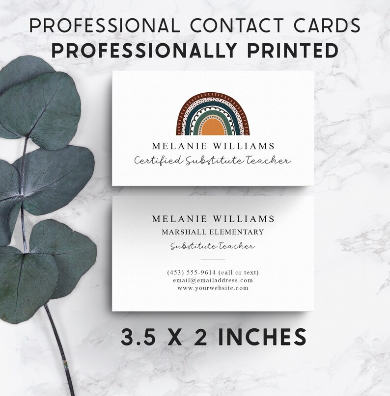 Substitute Teacher Business Cards Back to School Teacher - Etsy