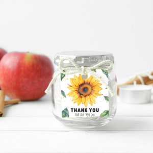 Editable Thank You Gift Tags, Printable Sunflower Teacher Gift Tags ...