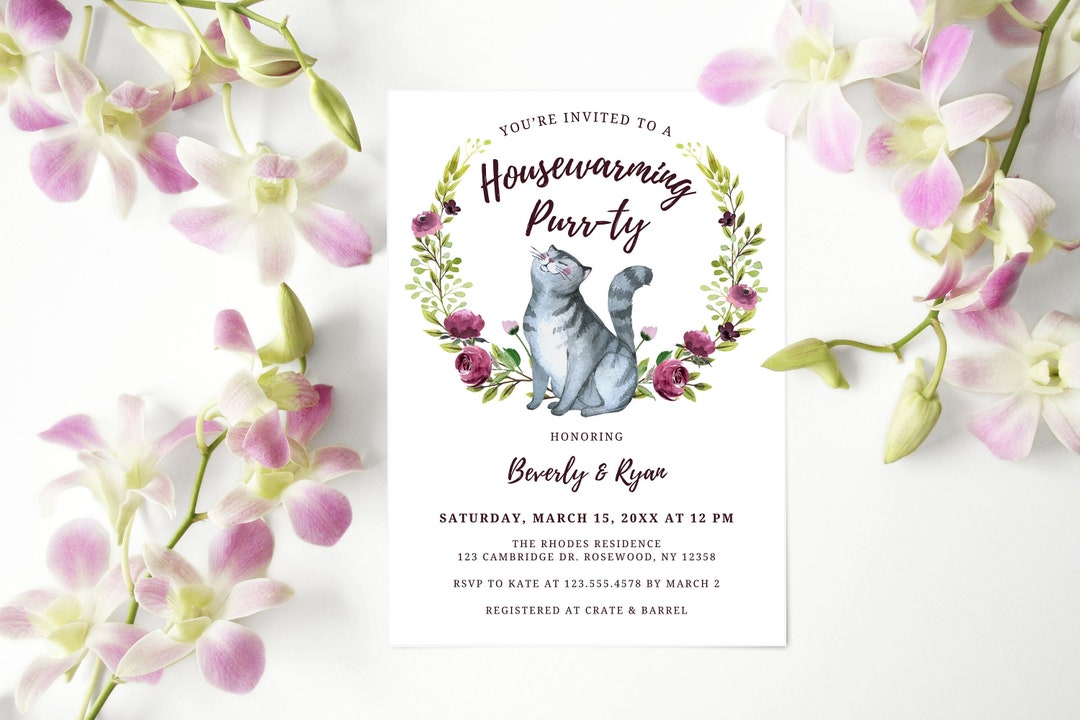 Editable Housewarming Party Invitation, Housewarming Purr-ty Invite ...