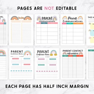 Printable Teacher Planner Rainbow Theme, Ultimate Teacher Binder, Back ...