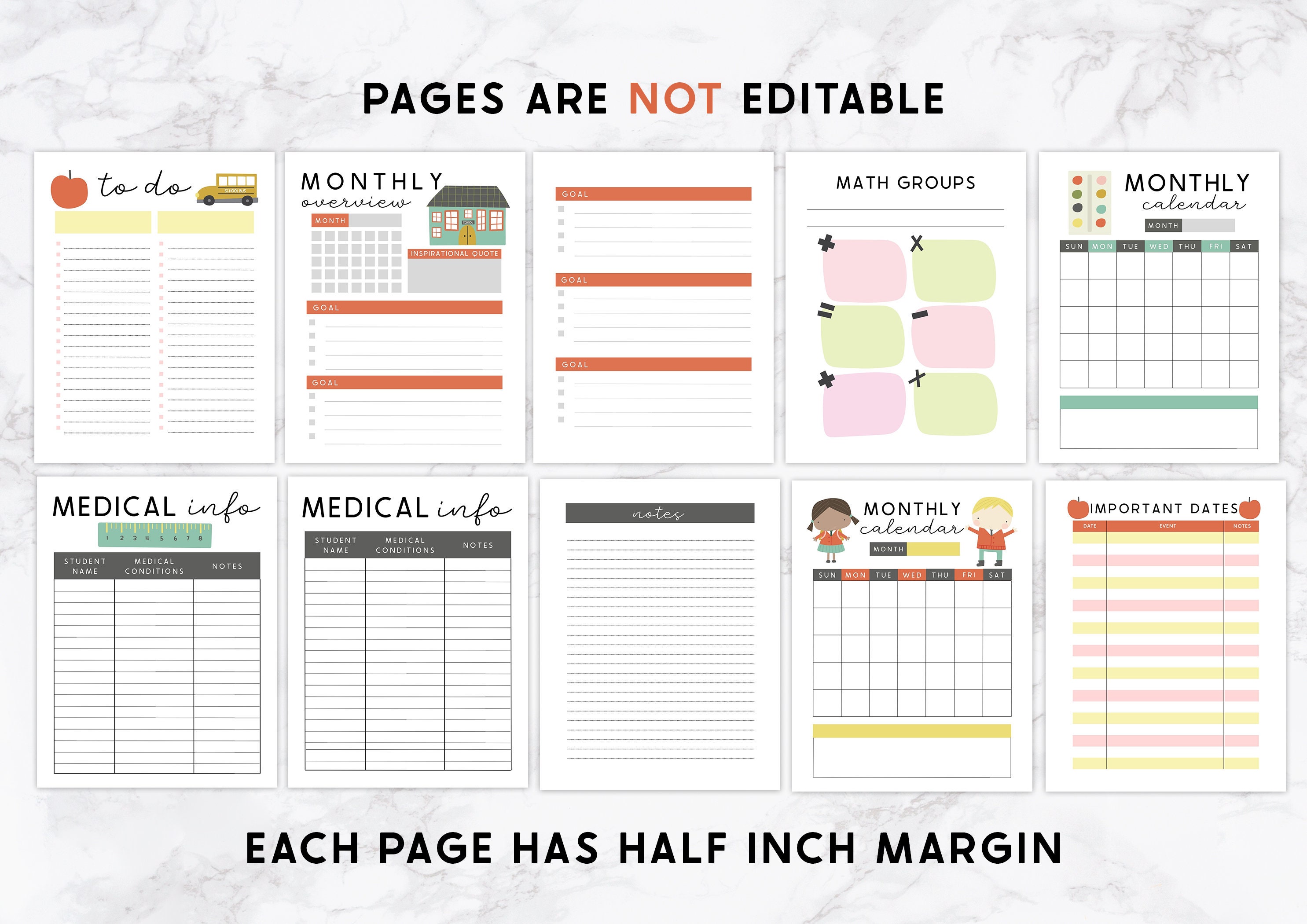 Printable Teacher Planner School Theme Ultimate Teacher - Etsy Canada