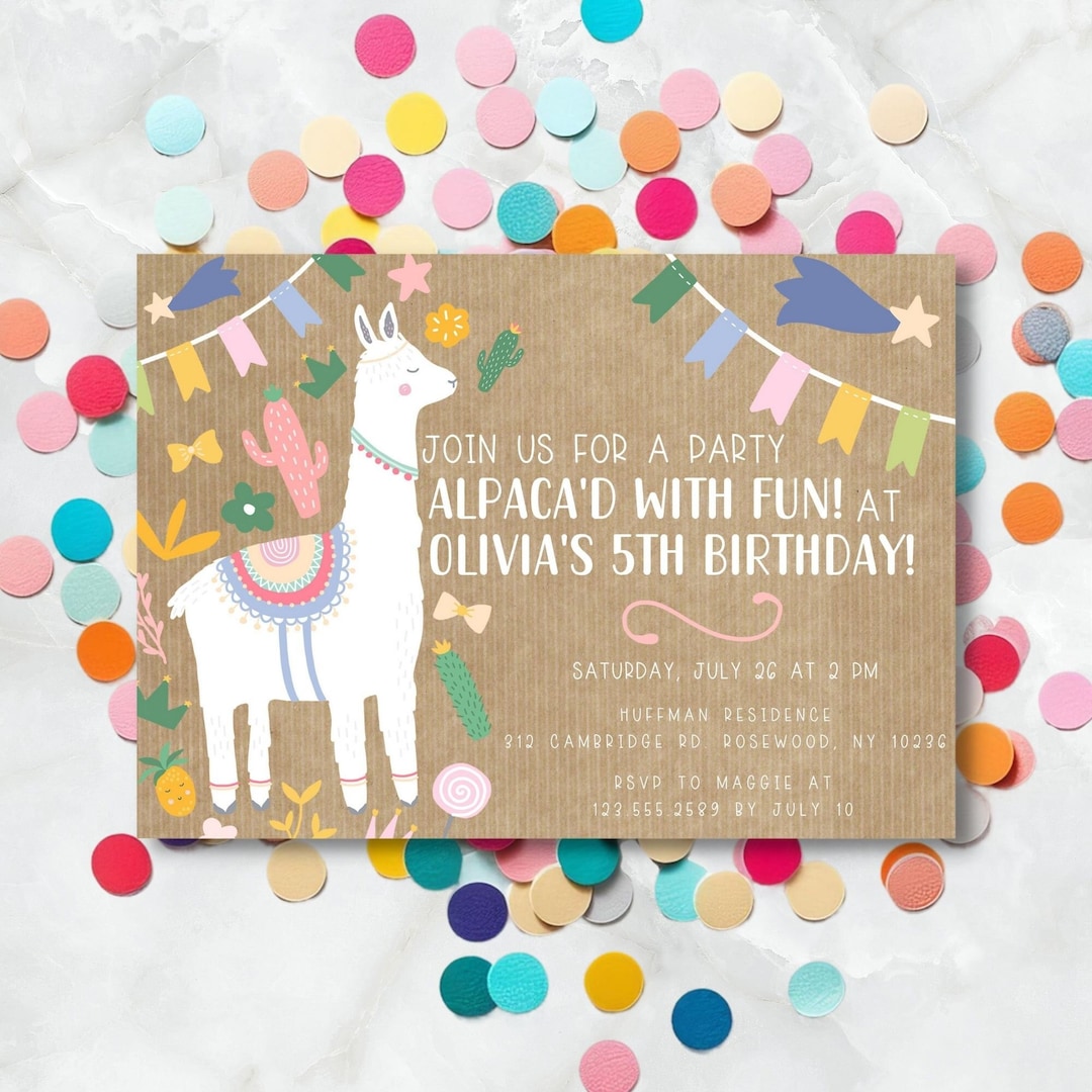 Alpaca Birthday Party Invitation, Alpaca'd With Fun Llama Birthday ...