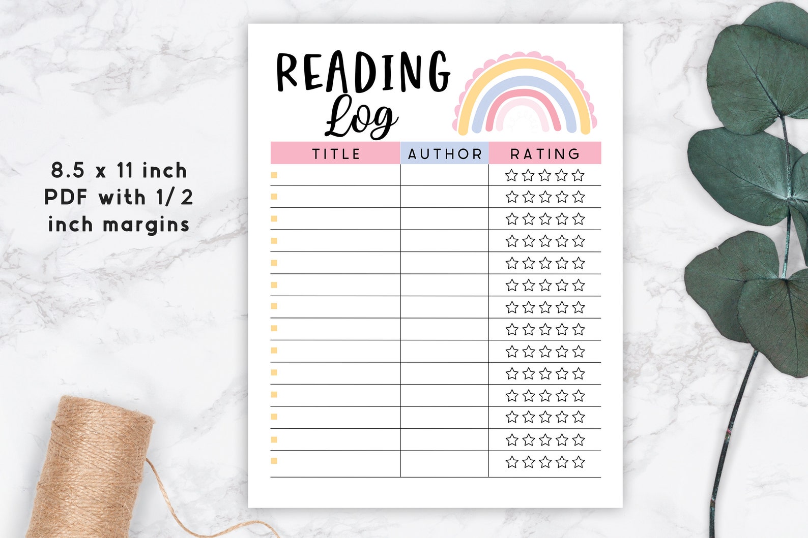 Printable Reading Log Rainbow Reading Tracker Reading - Etsy