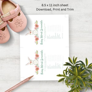 Bunny Baby Shower Word Scramble, Baby Shower Game, Instant Download ...