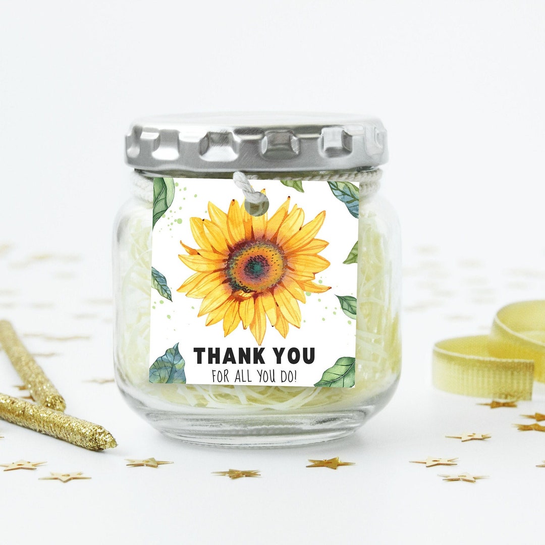 Editable Thank You Gift Tags, Printable Sunflower Teacher Gift Tags ...