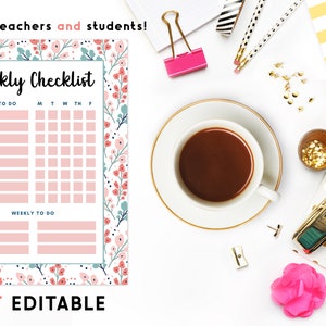Printable to Do List, Floral Weekly Checklist, Back to School Planner ...