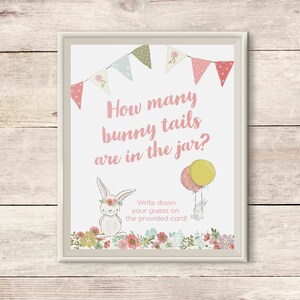 Printable Bunny Tails Baby Shower Game, Cute Cotton Tails Shower ...