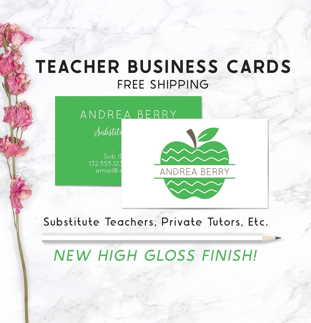 Substitute Teacher Business Cards Teacher Calling Cards Open - Etsy