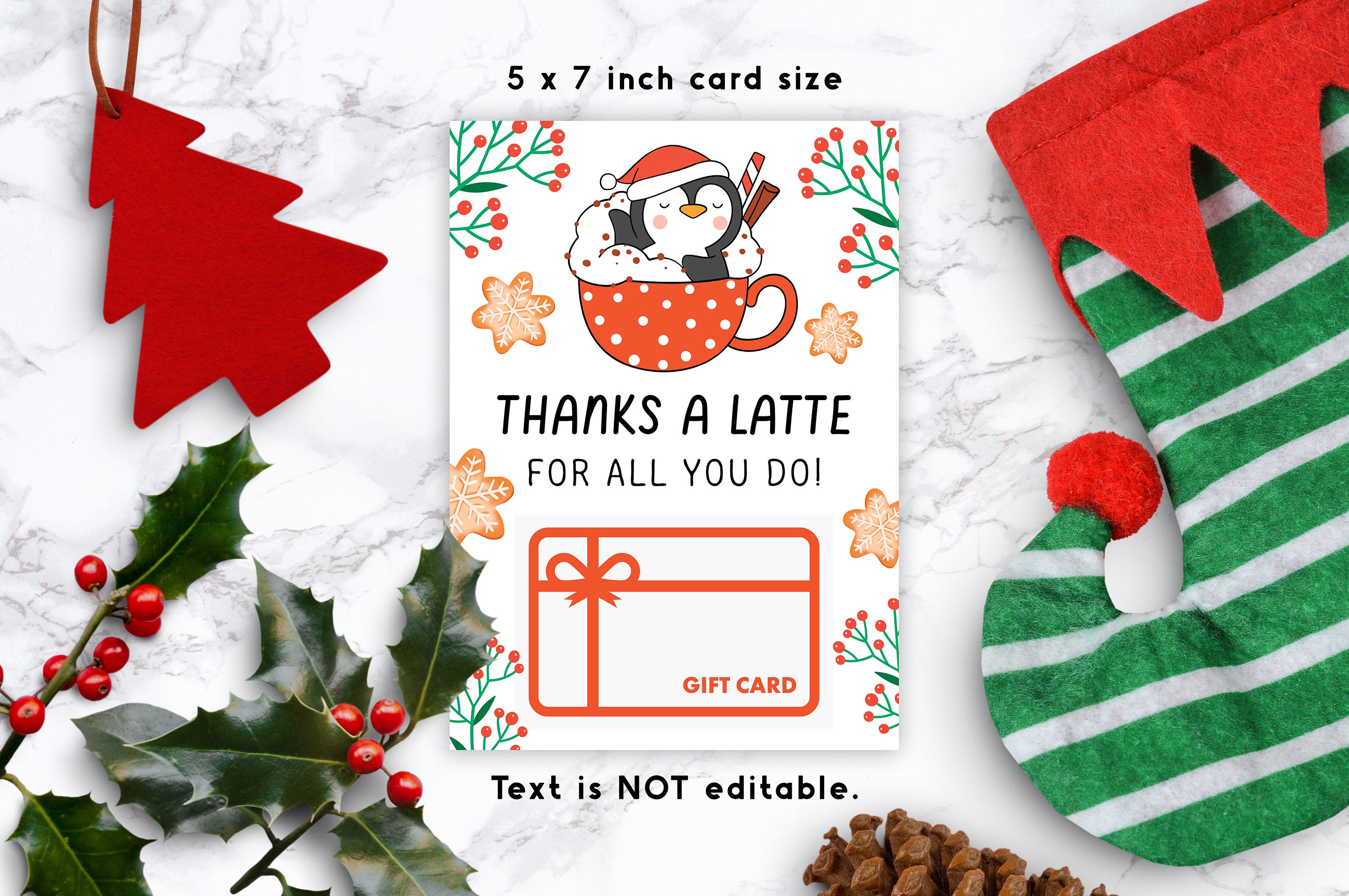 Printable Christmas Gift Card Holder Bundle, Teacher Gift Idea, Thanks ...