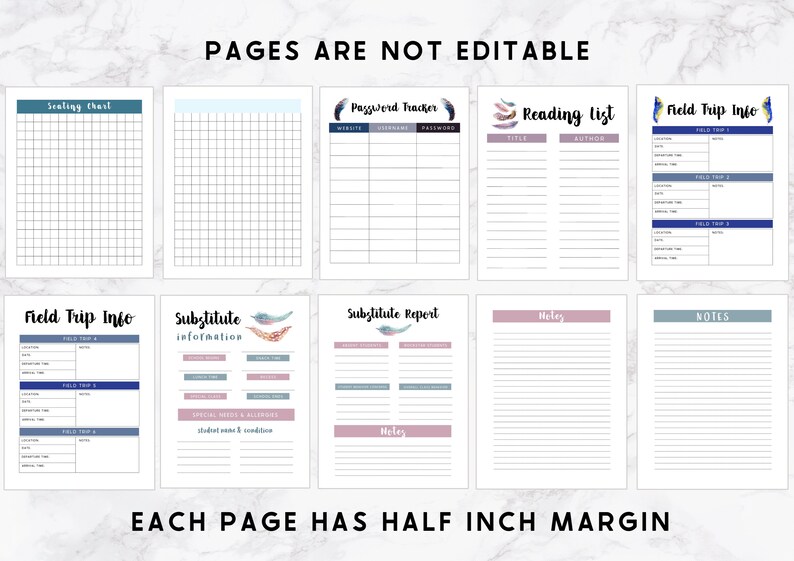 Printable Teacher Planner Boho Feather Ultimate Teacher - Etsy