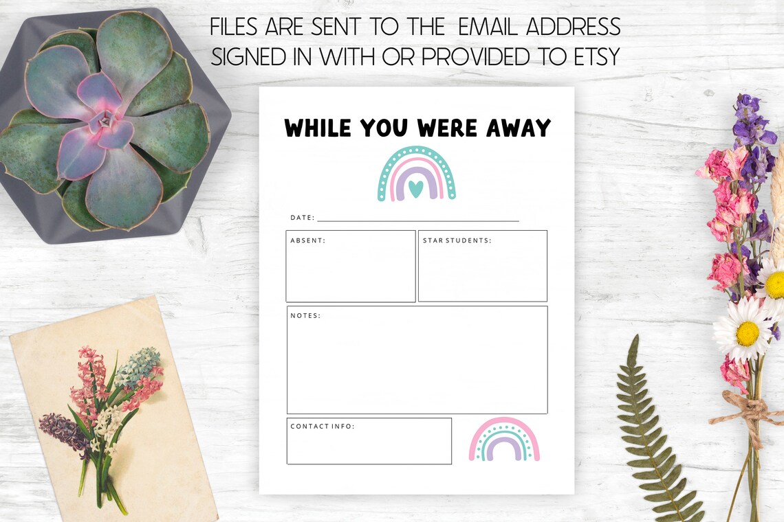 Printable Substitute Teacher While You Were Away Note Pastel - Etsy