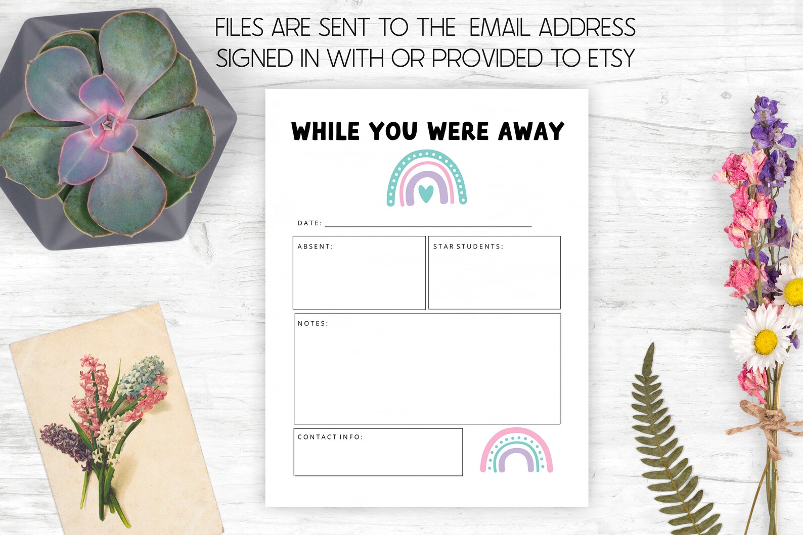 Printable Substitute Teacher While You Were Away Note, Pastel Rainbow ...