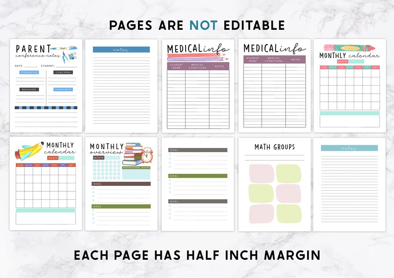 Printable Teacher Planner School Theme Ultimate Teacher - Etsy