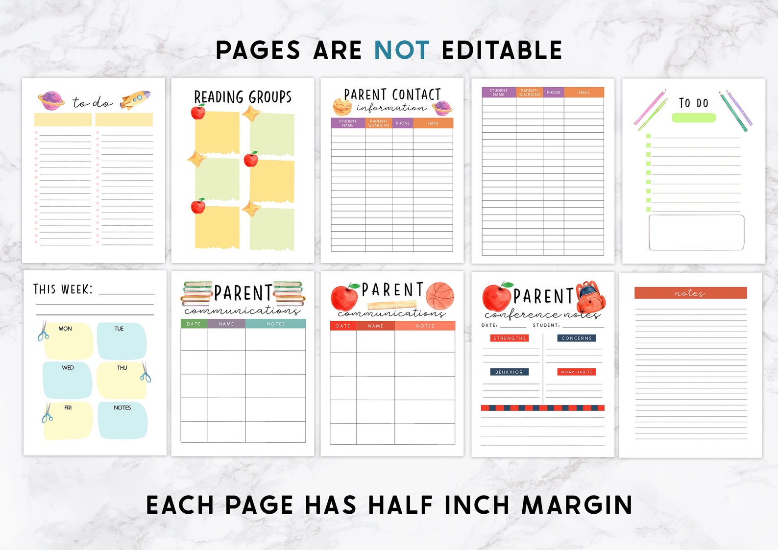 Printable Teacher Planner School Theme Ultimate Teacher - Etsy