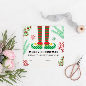 Editable Christmas Gift Tag, Printable Favorite Elf Christmas Favor Tag ...