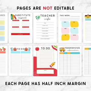 Printable Teacher Planner, School Theme Ultimate Teacher Binder, Back ...