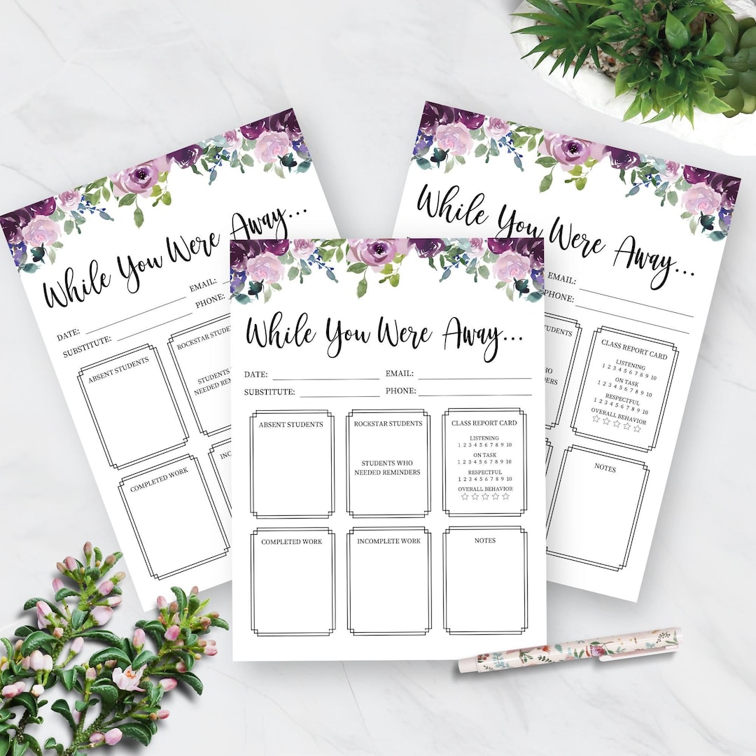 Substitute Teacher Note, While You Were Away, Printable Back to School ...