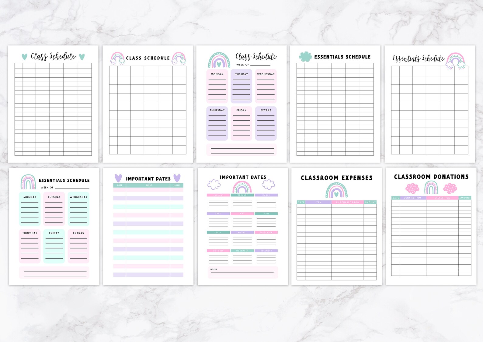 Printable Teacher Planner Pastel Rainbow Teacher Binder Big - Etsy