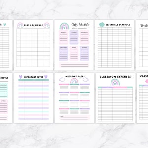 Printable Teacher Planner, Pastel Rainbow Teacher Binder, Big Teacher ...