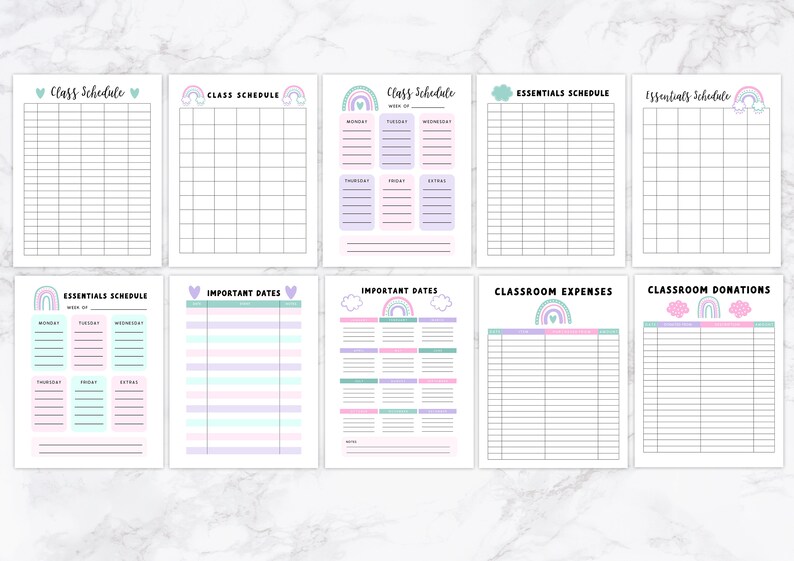 Printable Teacher Planner Pastel Rainbow Teacher Binder Big - Etsy