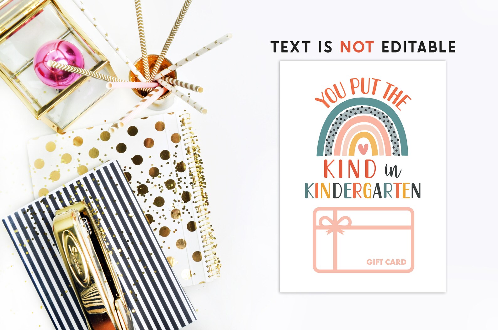 Printable Kindergarten Teacher Gift Card Holder, Teacher Appreciation ...