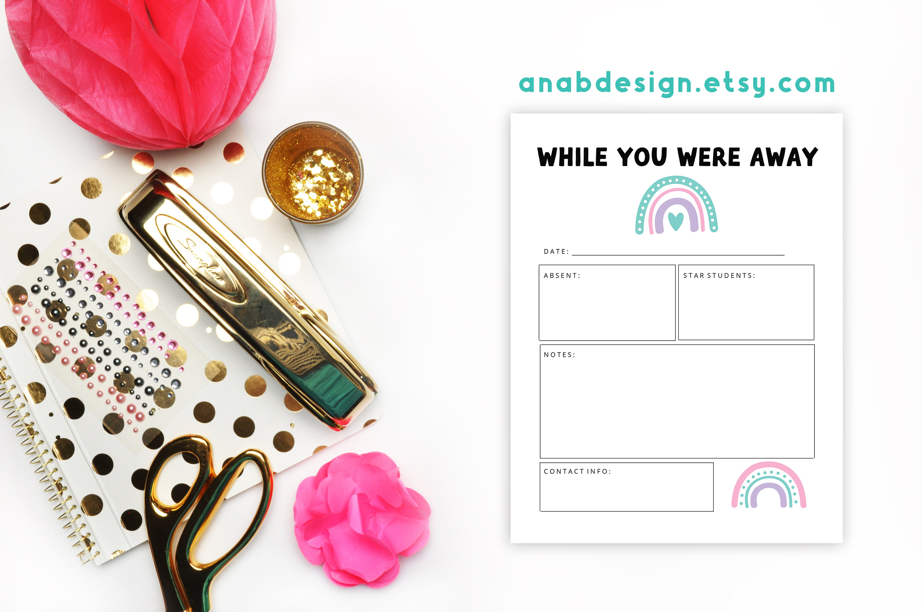 Printable Substitute Teacher While You Were Away Note, Pastel Rainbow ...