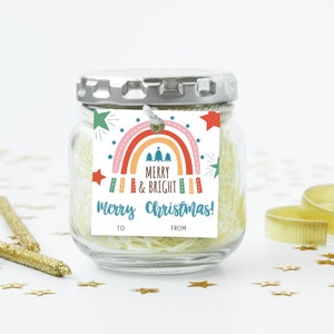 Editable Christmas Gift Tag Printable Holiday Rainbow Favor - Etsy