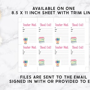 Printable Notes From Teacher Cards, School Supply Reward Cards, Teacher ...
